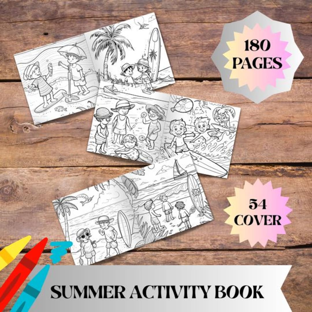 Summer Activity Coloring Book for Kids, Fun Beach and Vacation Scenes ...