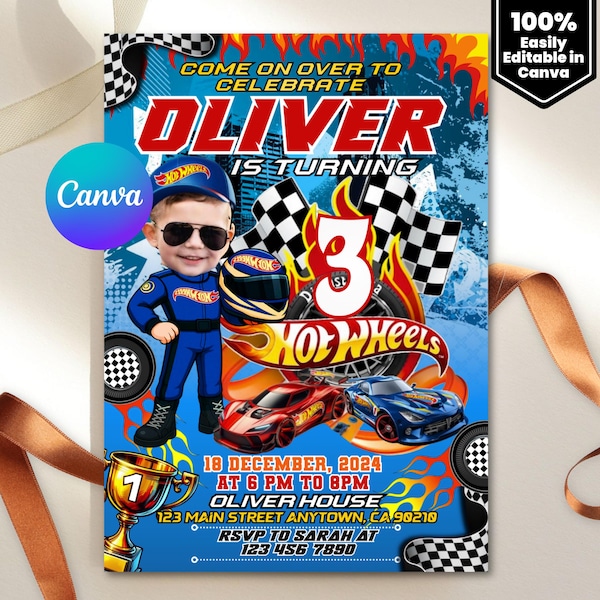 Hot Wheels Birthday Invitation - Etsy