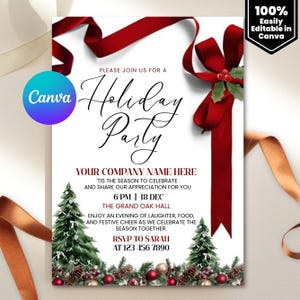 Work Holiday Party Invitation, Company Christmas Party, Editable Client ...
