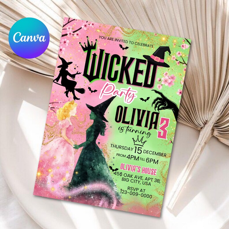 Wicked Birthday Party Invitation, Wicked Party Invitation, WICKED ...