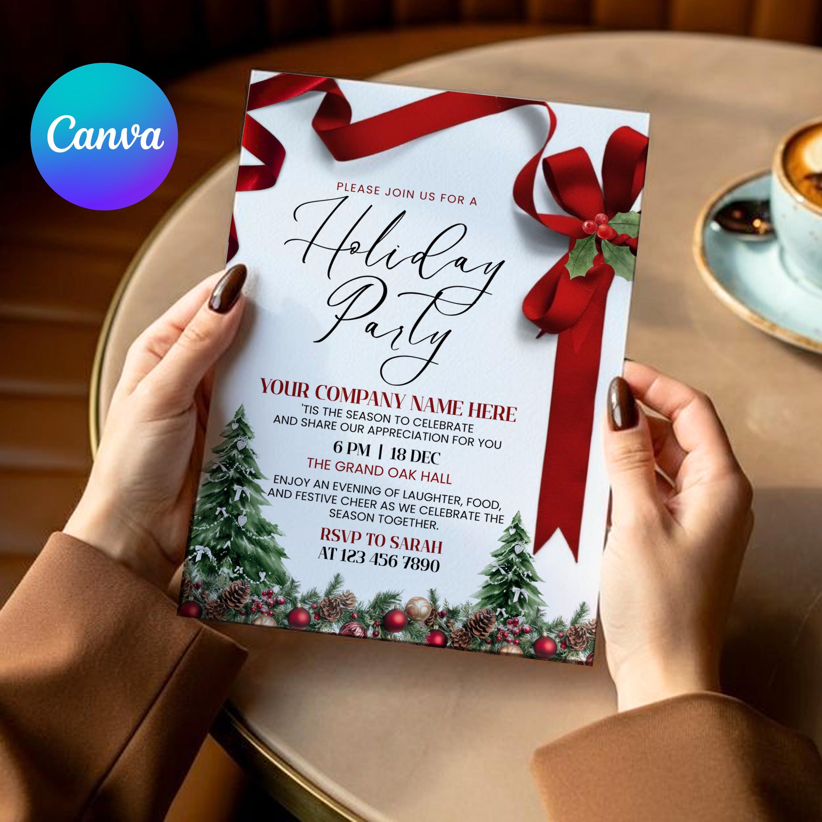 Work Holiday Party Invitation, Company Christmas Party, Editable Client ...