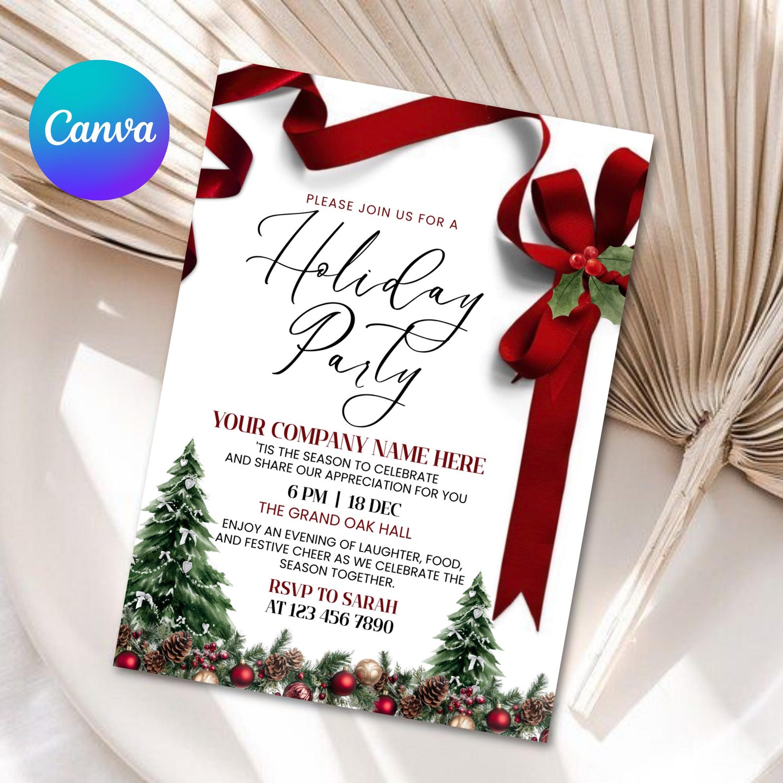 Work Holiday Party Invitation, Company Christmas Party, Editable Client ...