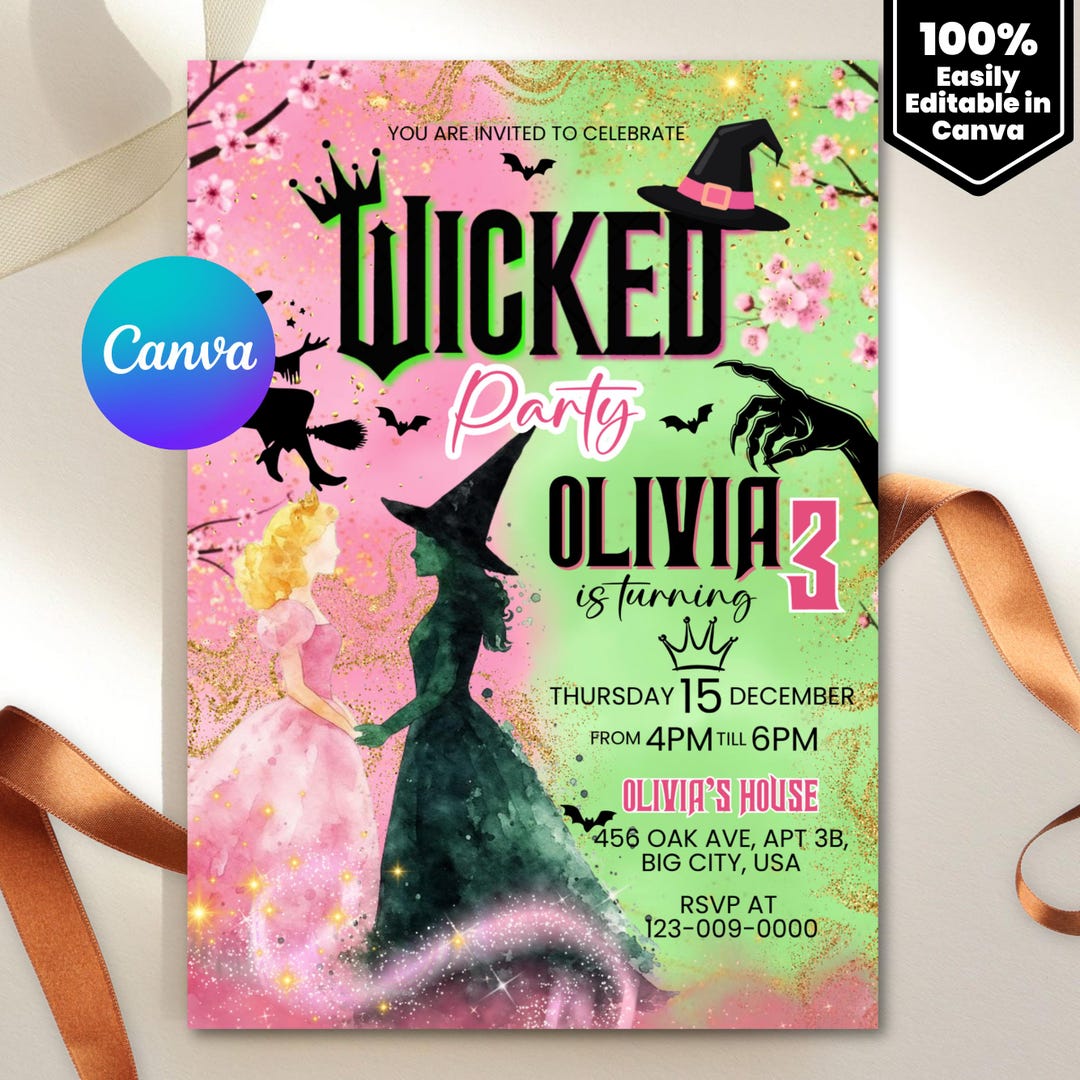Wicked Birthday Party Invitation, Wicked Party Invitation, WICKED ...