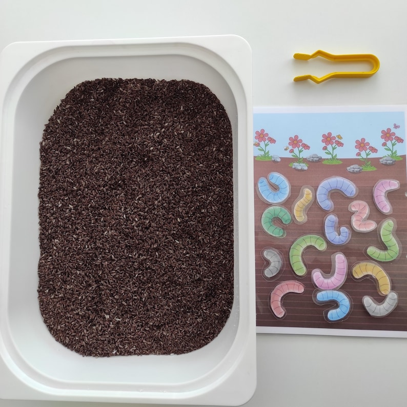 Printable Worm Sensory Bin Activity for Toddlers | Preschool Fine Motor ...