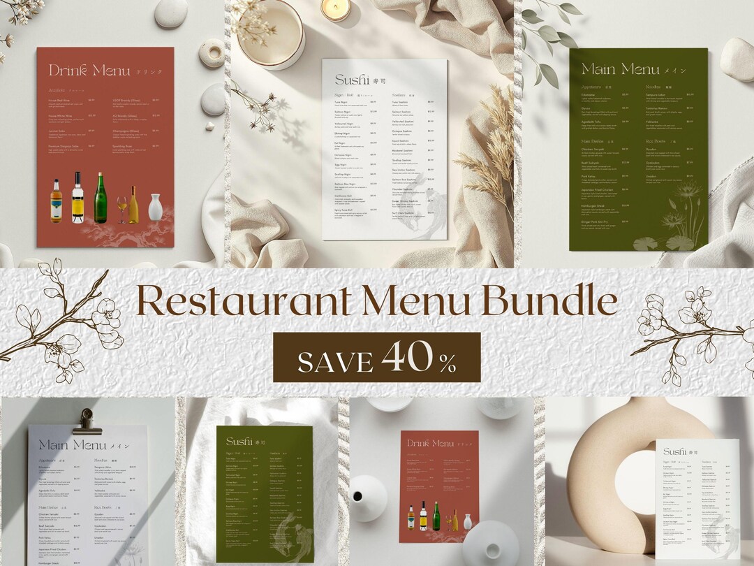 Restaurant Menu Template Bundle, Modern Menu, Editable Menu, Restaurant ...