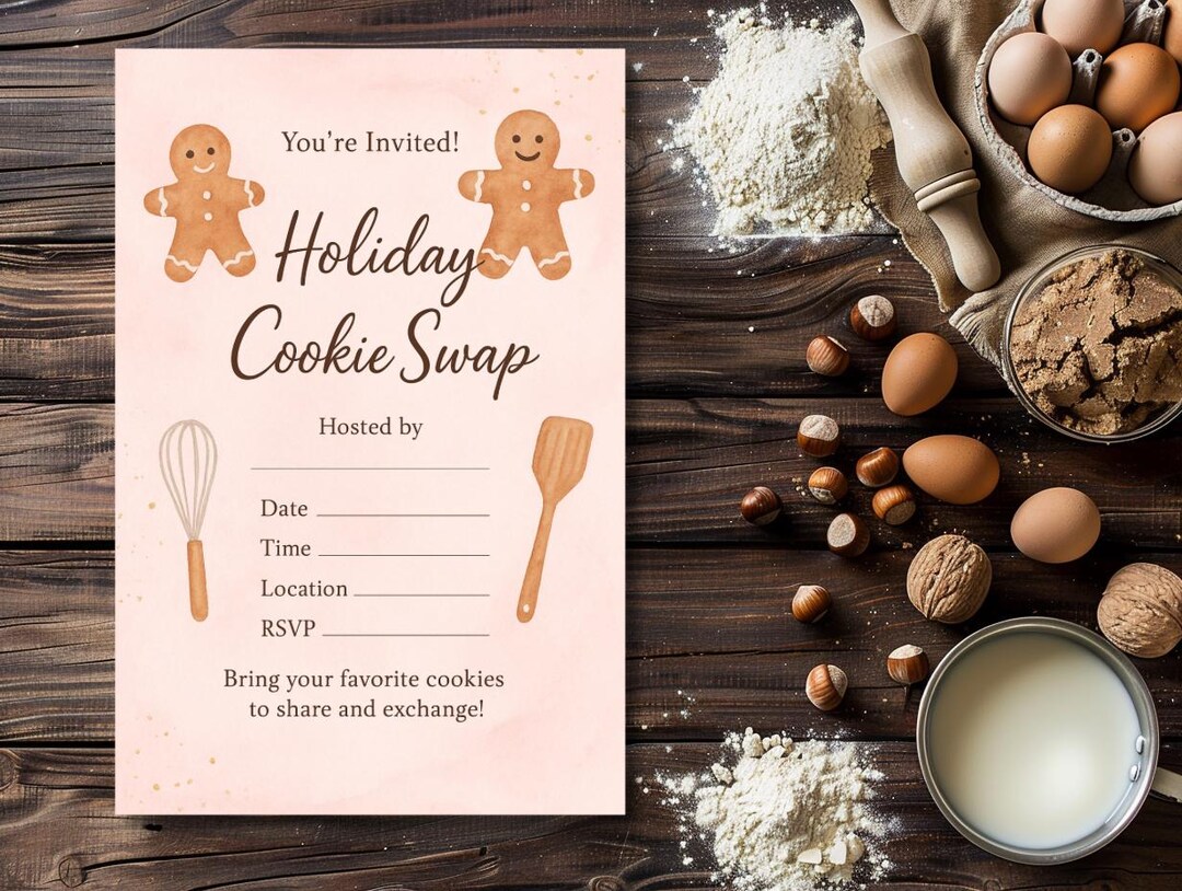 Editable Holiday Cookie Swap Invitation | Feminine Canva Christmas ...
