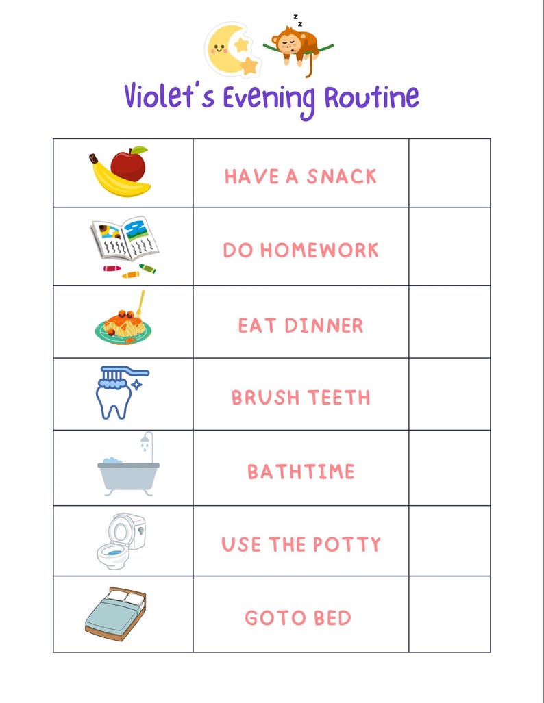 Morning and Evening Routine Chart for Kids | Toddler Daily Routine ...