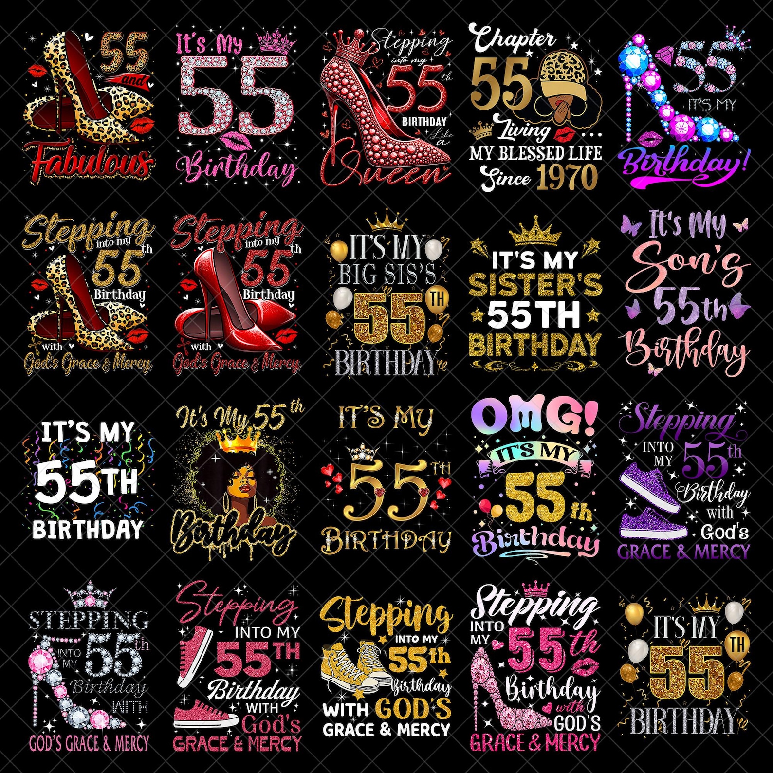 55th Birthday PNG Bundle, It’s My 55 Birthday Digital Download ...