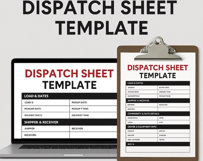 Dispatch Sheet Template for Trucking | Owner Operator | Editable Excel ...