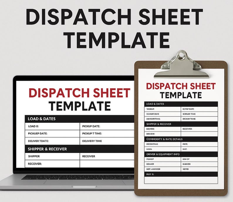 Dispatch Sheet Template for Trucking | Owner Operator | Editable Excel ...