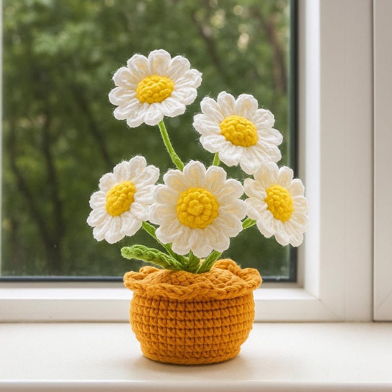 Crochet Daisies in Vase - Etsy UK