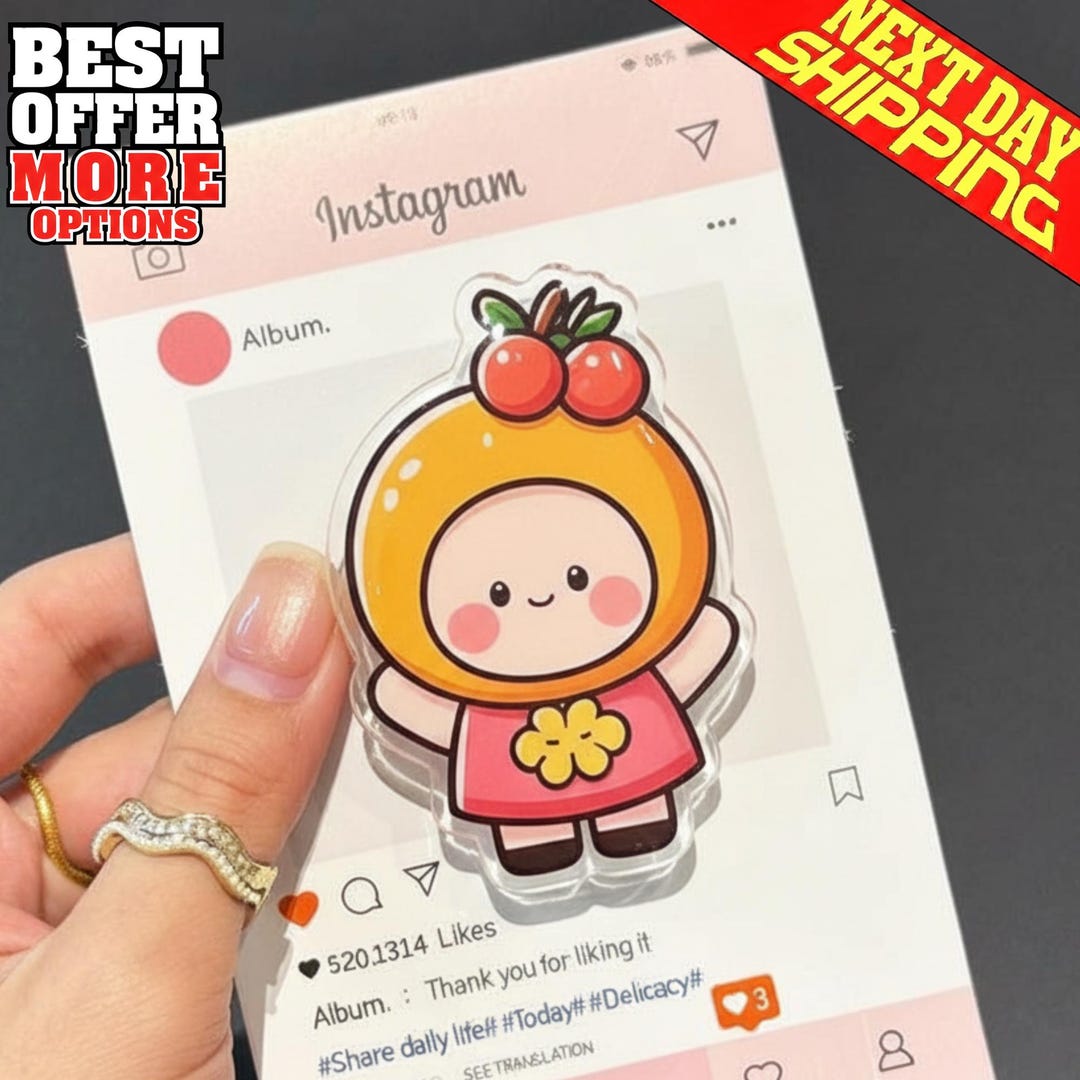 Kawaii Cherry Hood Magsafe Phone Grip, Fruit Character Magnetic Phone ...