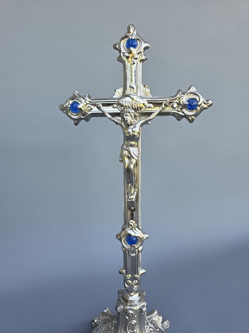 Antique French Spelter Zinc Standing Cross Altar / Crucifix ++ - Etsy