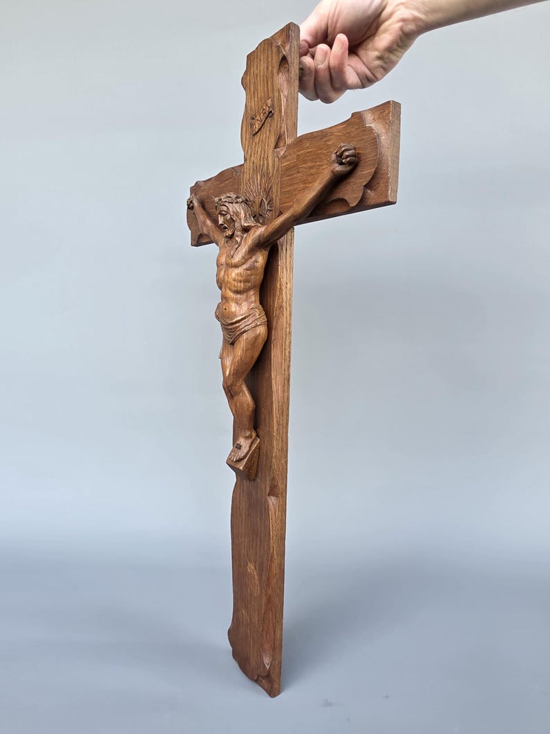 Large Carved Oak Wood Jesus Christ Corpus Wall Crucifix ++ - Etsy
