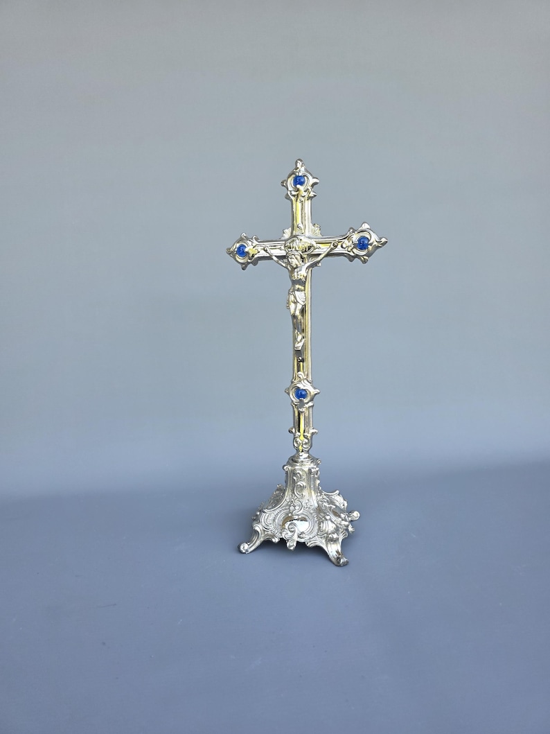 Antique French Spelter Zinc Standing Cross Altar / Crucifix ++ - Etsy