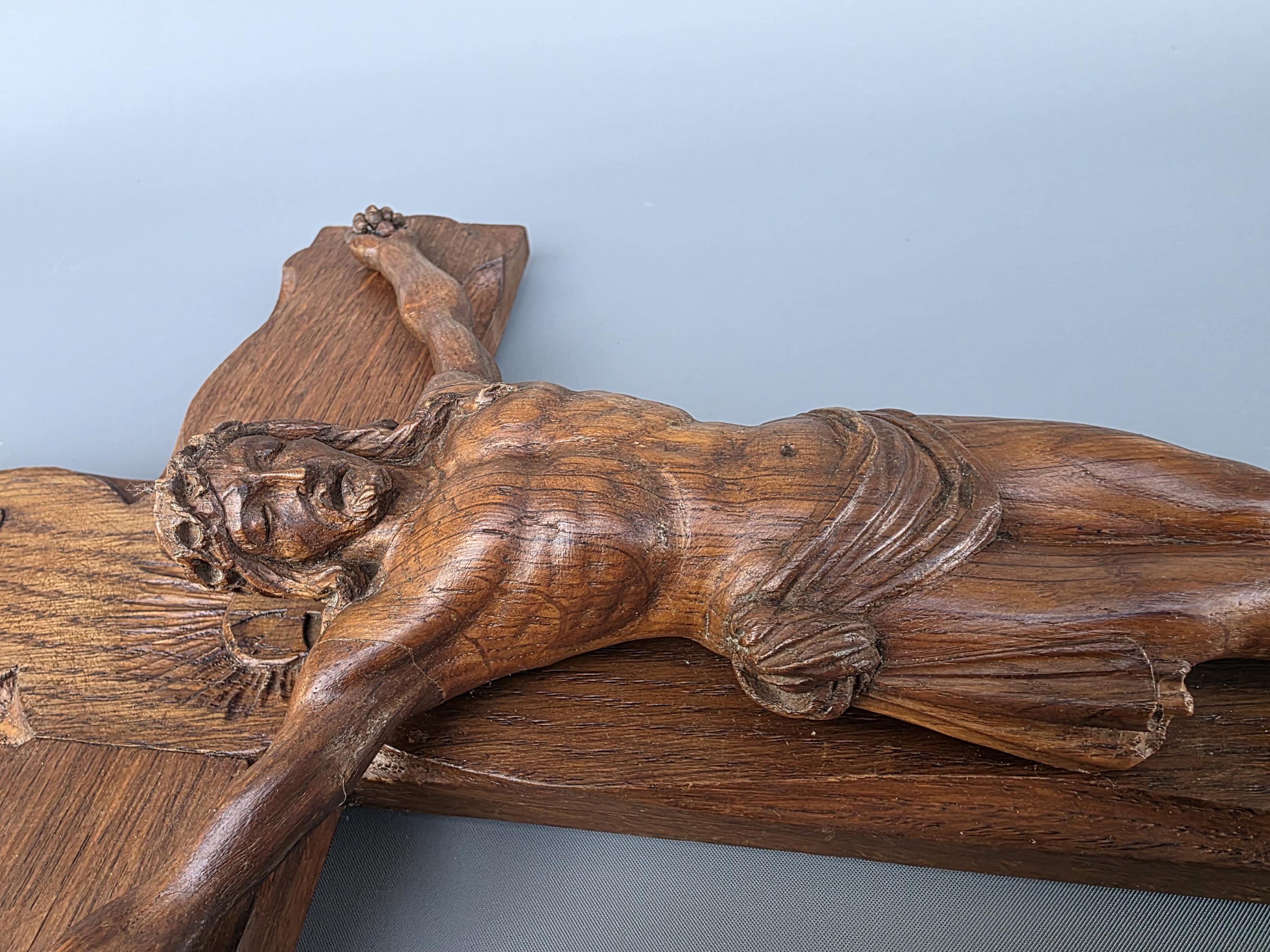 Large Carved Oak Wood Jesus Christ Corpus Wall Crucifix ++ - Etsy