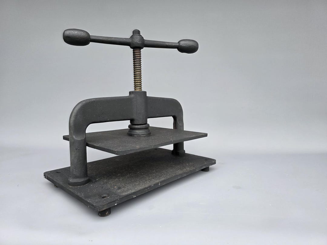 Large 19th Century French Tabletop Cast Iron Book Binding Press ...