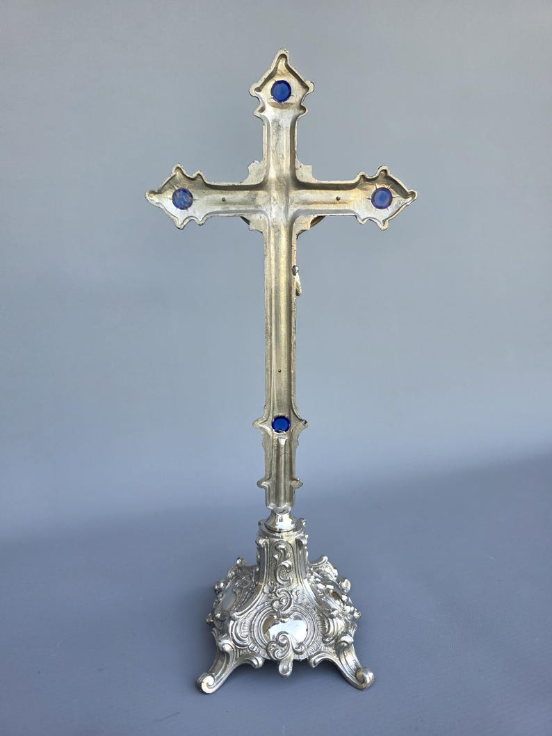 Antique French Spelter Zinc Standing Cross Altar / Crucifix ++ - Etsy