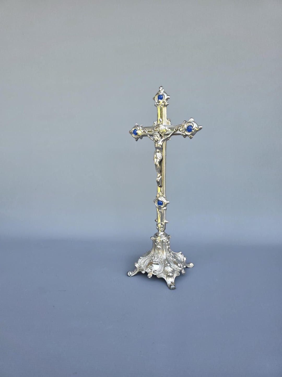 Antique French Spelter Zinc Standing Cross Altar / Crucifix ++ - Etsy