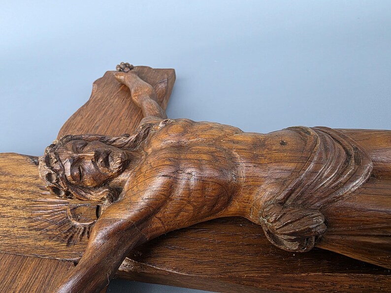 Large Carved Oak Wood Jesus Christ Corpus Wall Crucifix ++ - Etsy