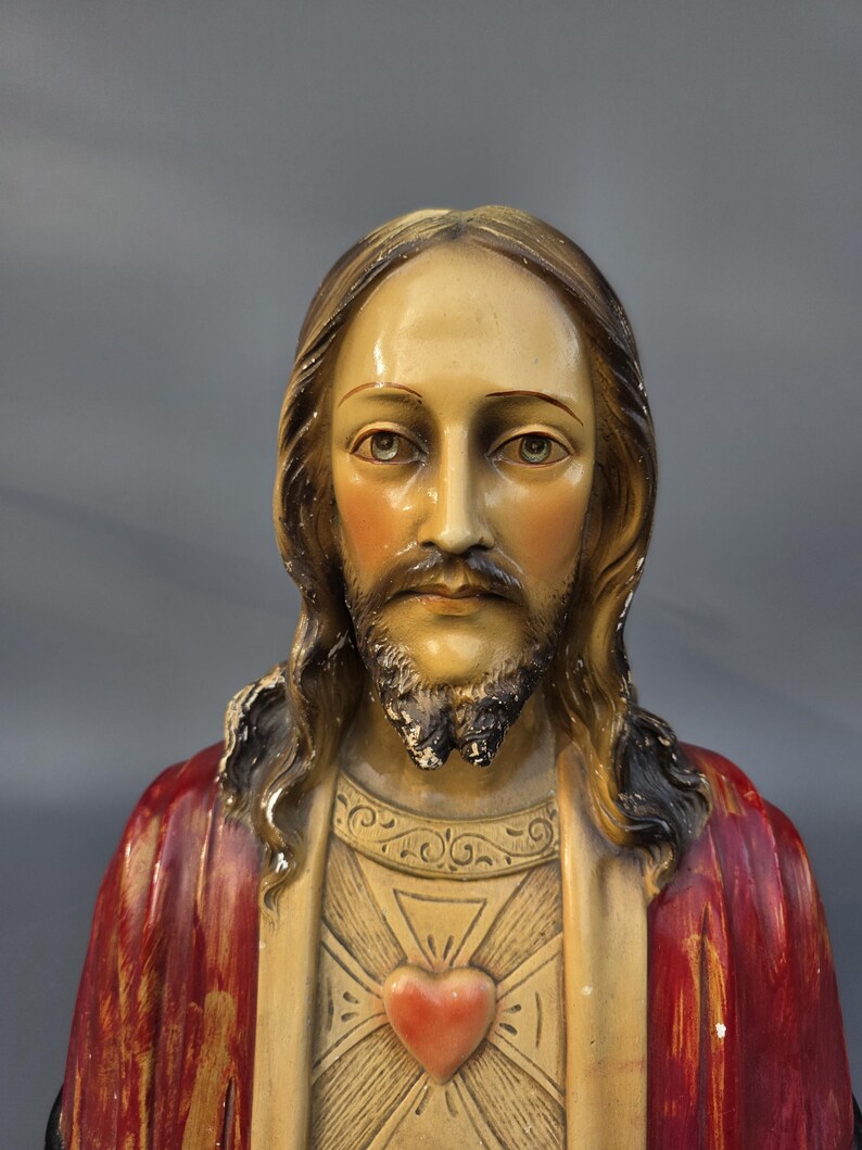 Antique Plaster Jesus Christ Bust Sacred Hearth Altar Statue ++++ - Etsy