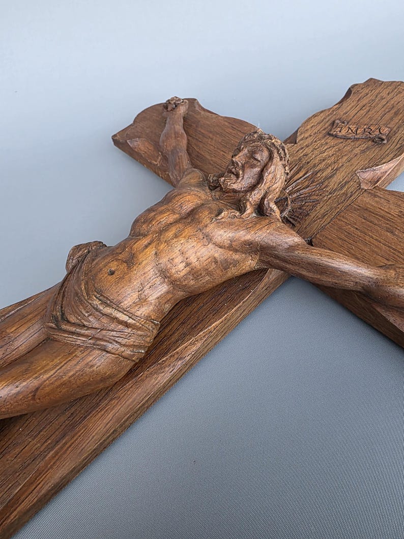 Large Carved Oak Wood Jesus Christ Corpus Wall Crucifix ++ - Etsy