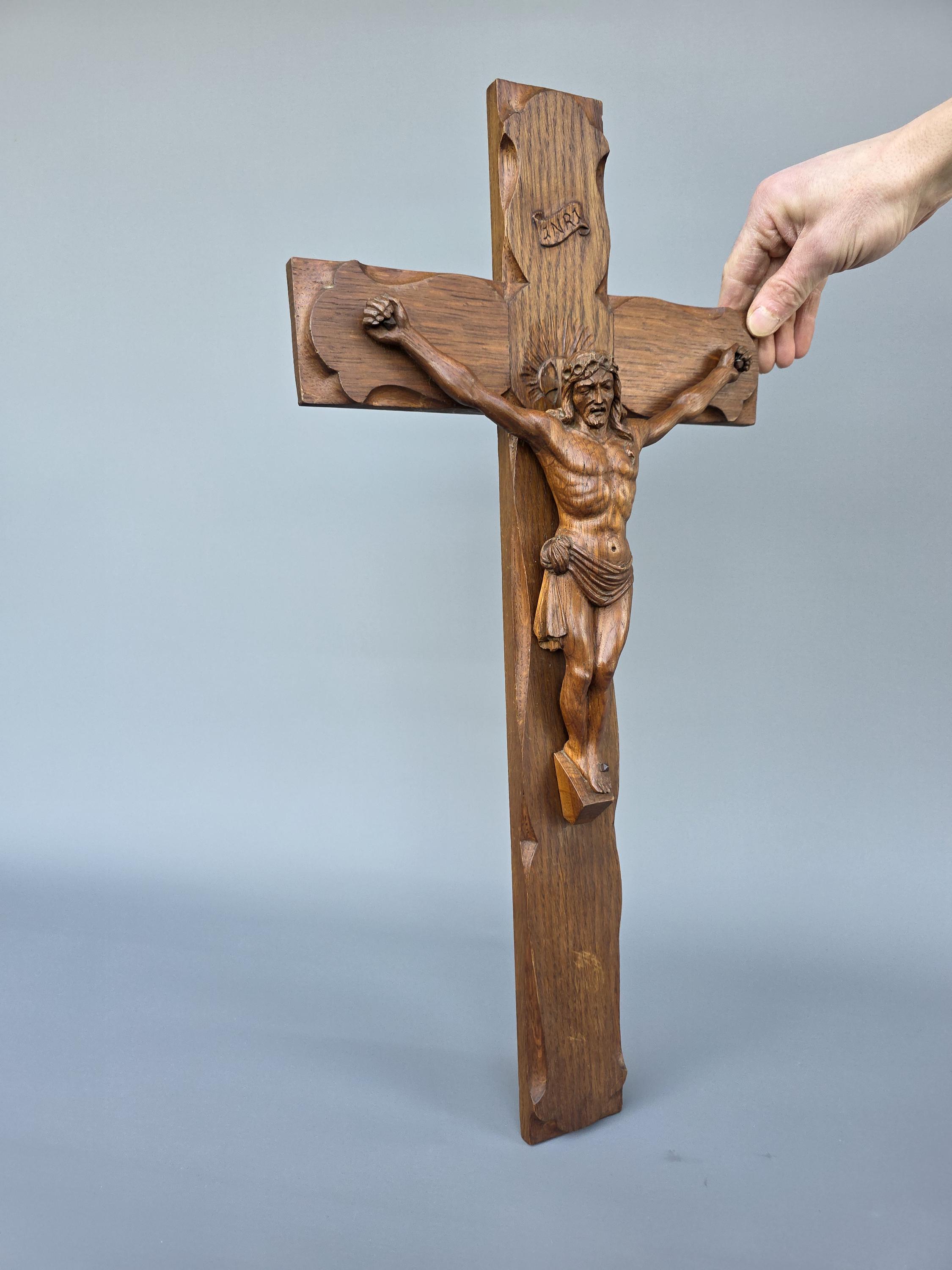 Large Carved Oak Wood Jesus Christ Corpus Wall Crucifix ++ - Etsy