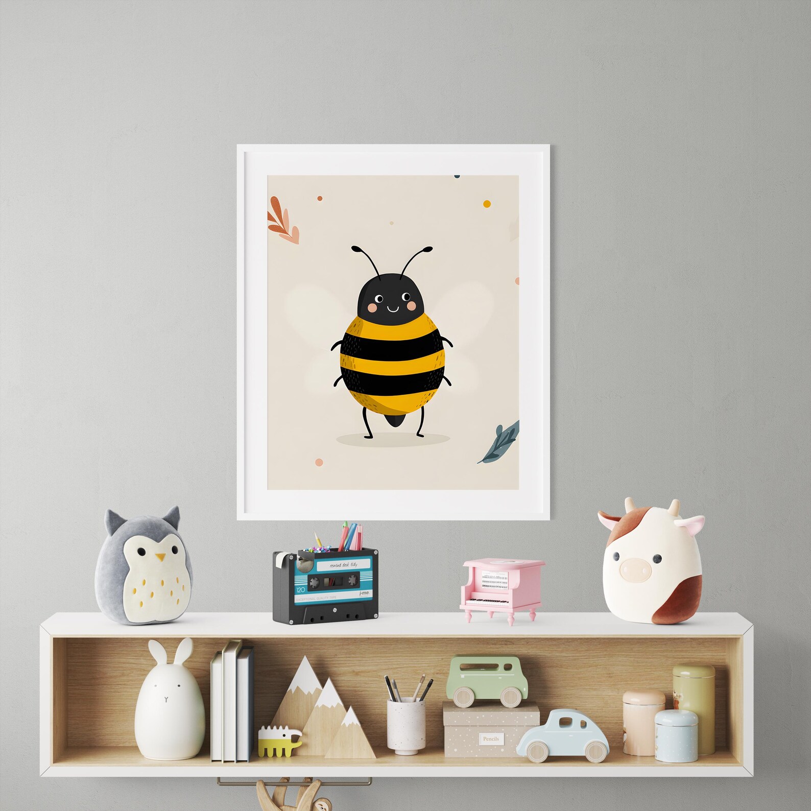 Bee Poster for Children's Room | Scandinavian Insect Poster | Pastel ...