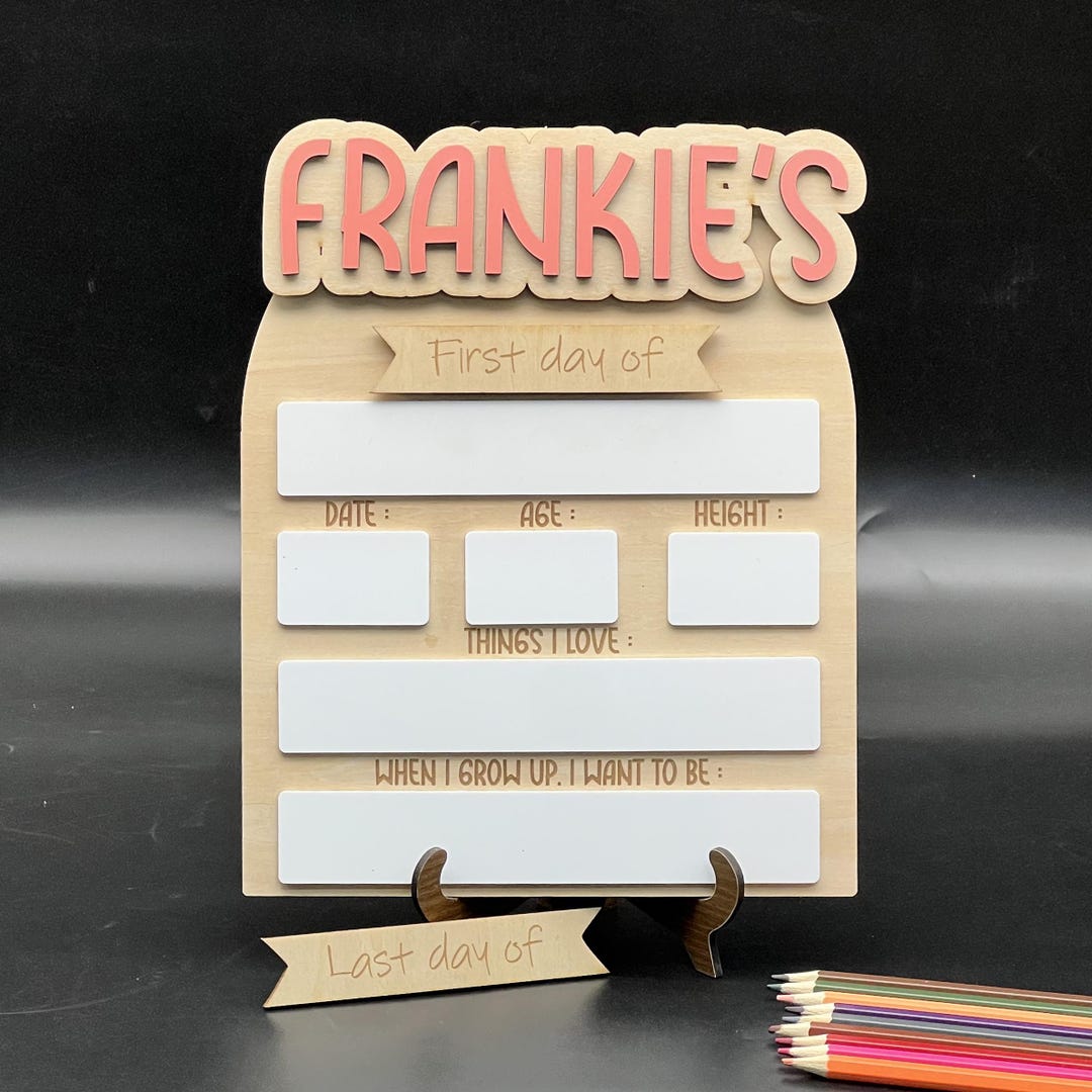 Custom First and Last Day of School Sign, Personalized Changeable Name ...