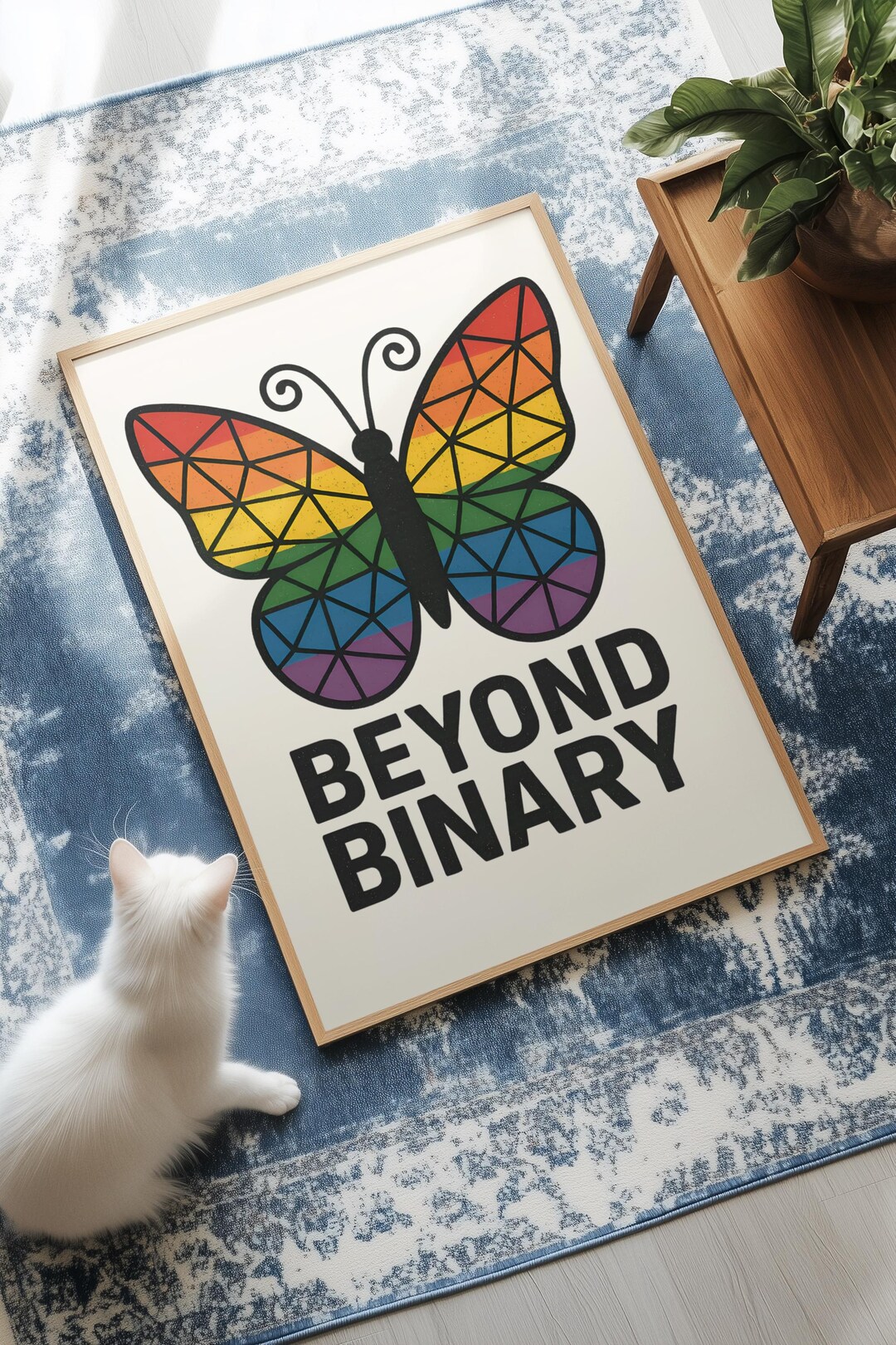 Pride Butterfly Wall Art – Geometric Rainbow LGBTQ Decor (digital ...