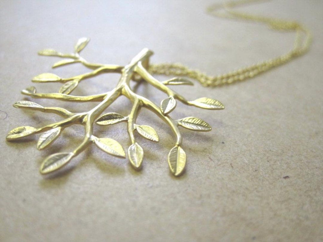 Gold Tree Necklace, Family Tree, Branch, Simple Tree Brach Necklace - Etsy