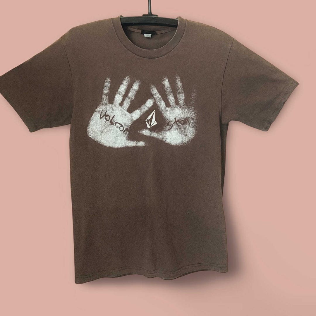 Vintage Volcom Handprint T-shirt | Brown Retro Graphic Tee | Y2K ...