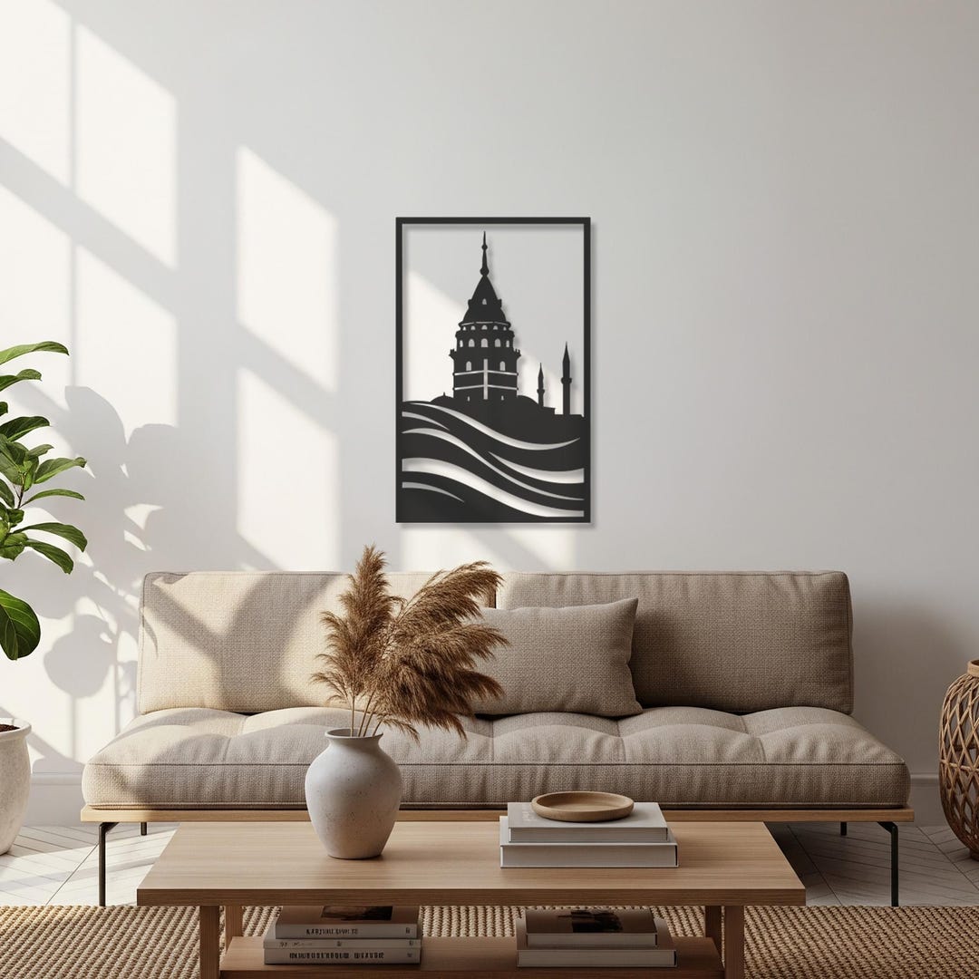 Metal Galata Tower Wall Art, Modern Istanbul Decor, Geometric Cityscape ...
