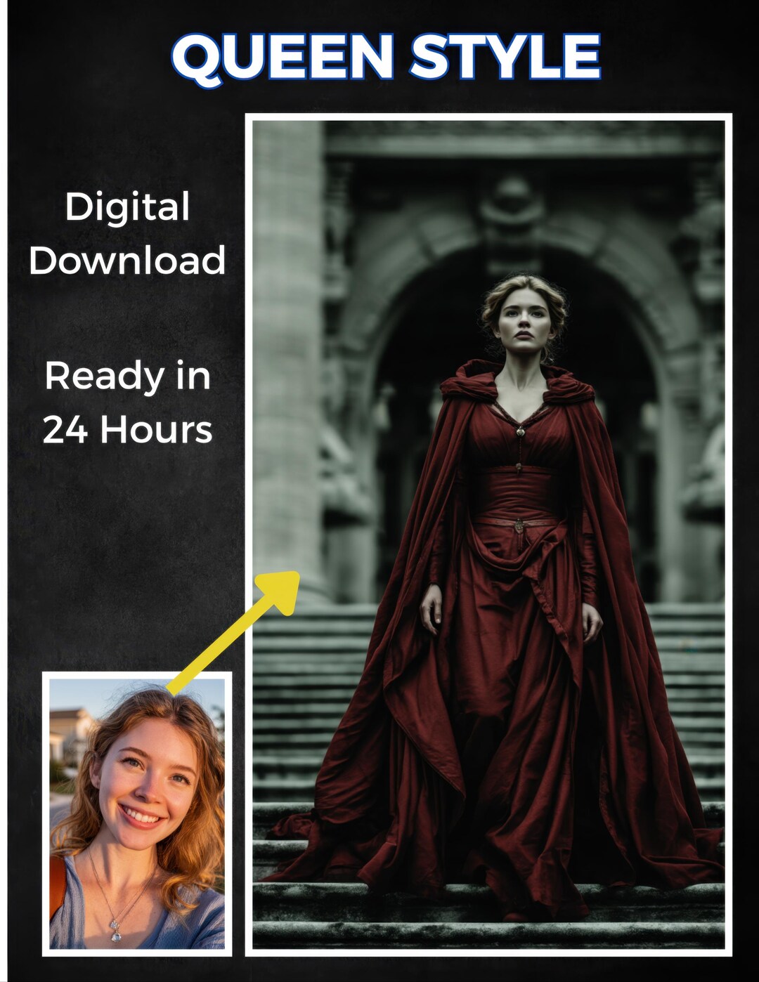 Custom Roman Queen Portrait: Personalized Digital Art (digital Download ...