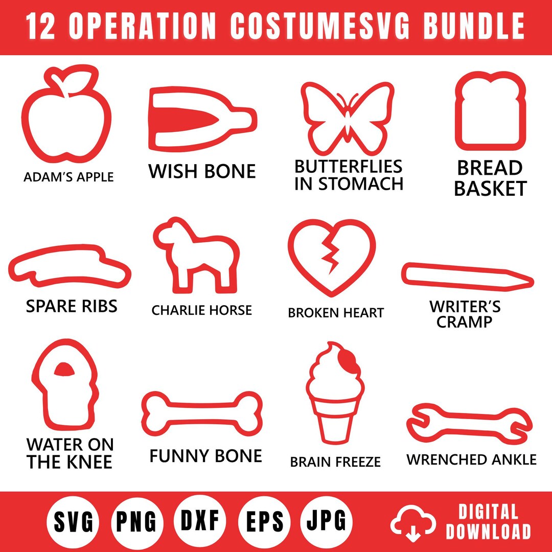Operation Costume Svg, Halloween Operation Pieces SVG, Operation SVG ...
