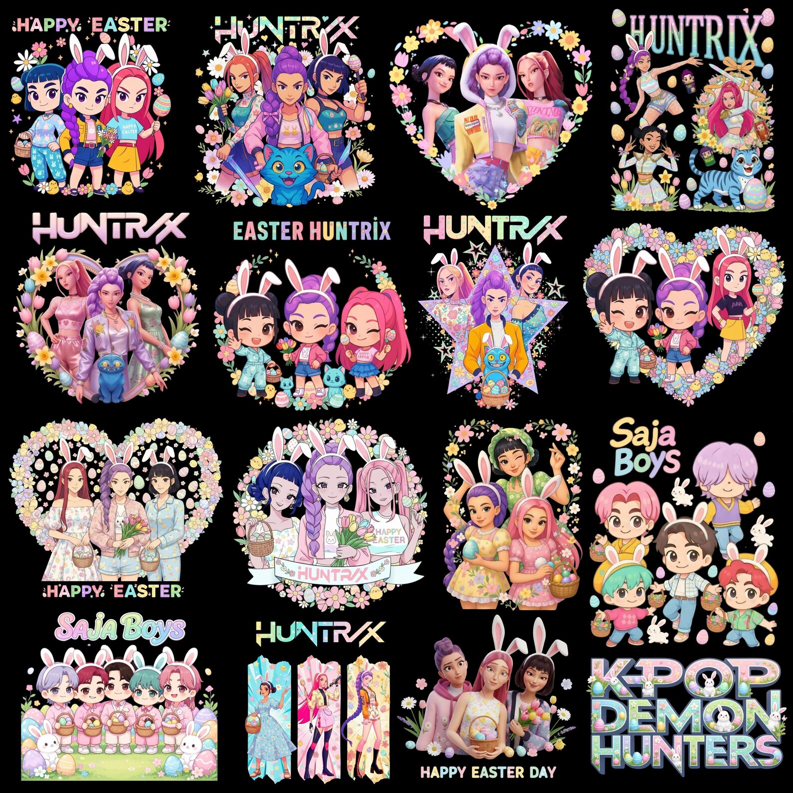 Huntrix Easter Day PNG Bundle, Happy Easter Day Png, Kpop Huntrix ...