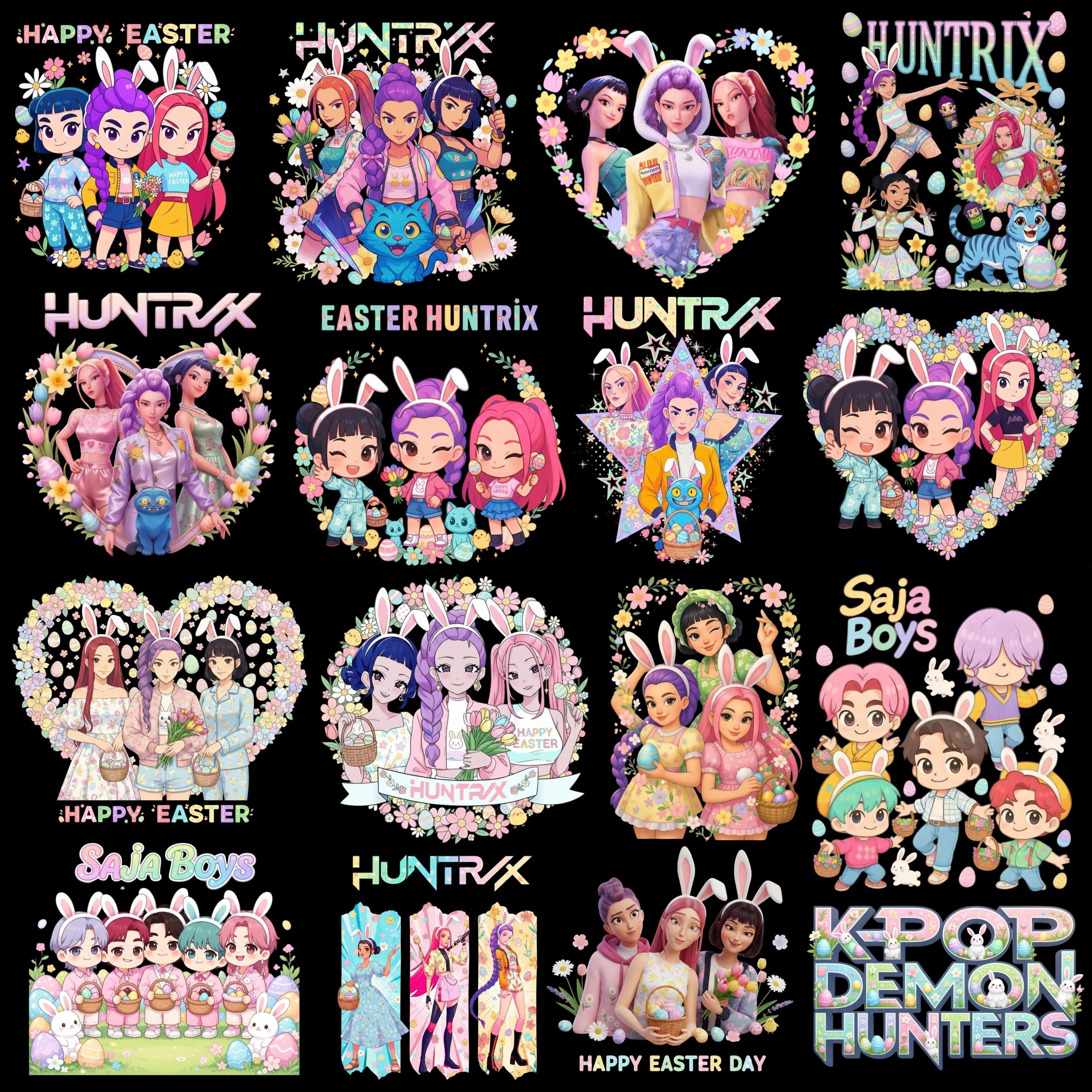 Huntrix Easter Day PNG Bundle, Happy Easter Day Png, Kpop Huntrix ...
