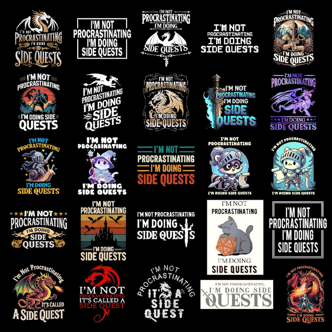 I’m Not Procrastinating I’m Doing Side Quests PNG Bundle, Funny Viking ...