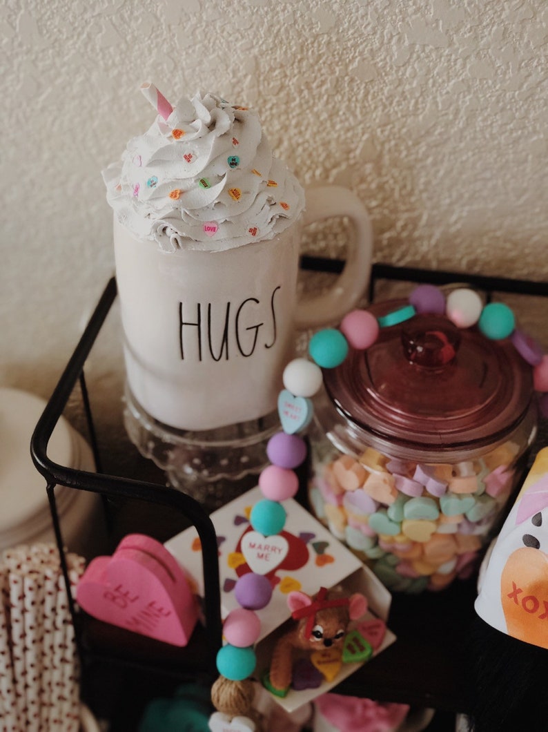 Conversation Hearts Mug Topper | Etsy