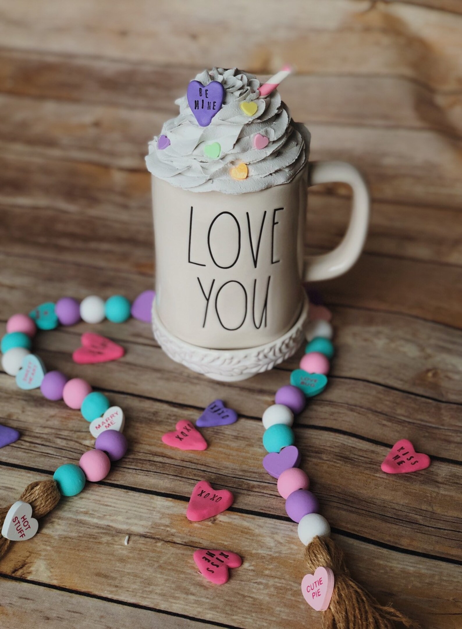 Conversation Hearts Mug Topper | Etsy