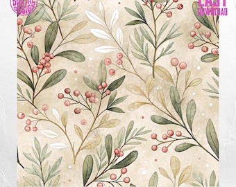 Watercolor Holly Seamless Pattern | Winter Berries | Repeating Pattern ...