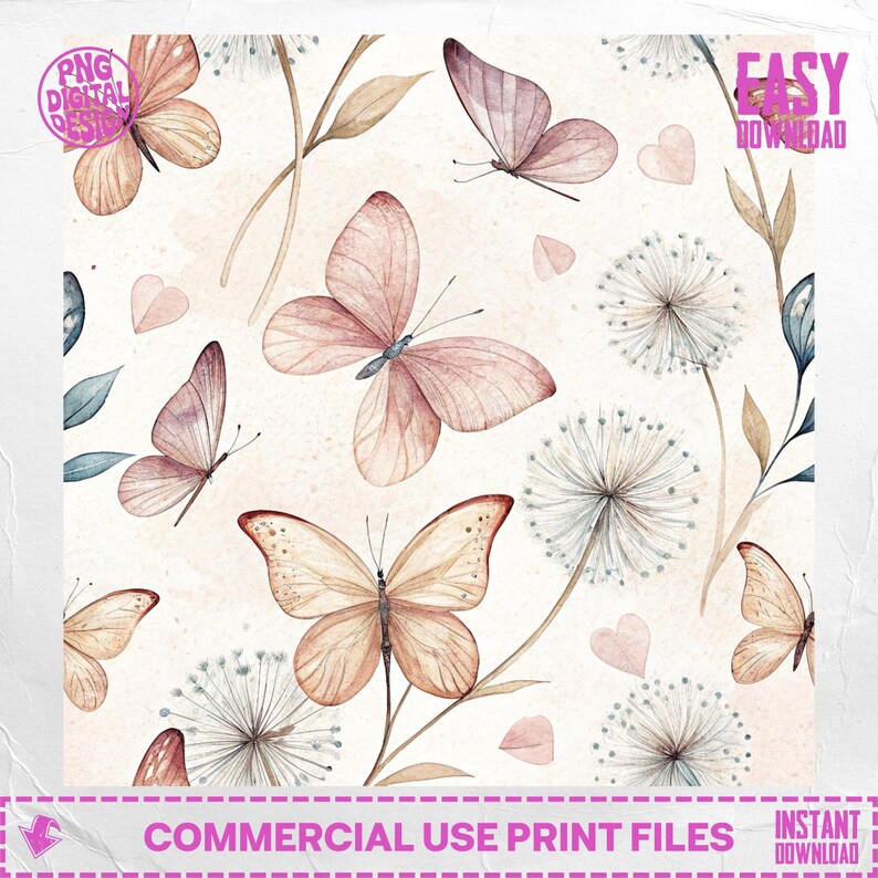 Watercolor Butterfly Seamless Pattern, Floral Scrapbooking Paper ...