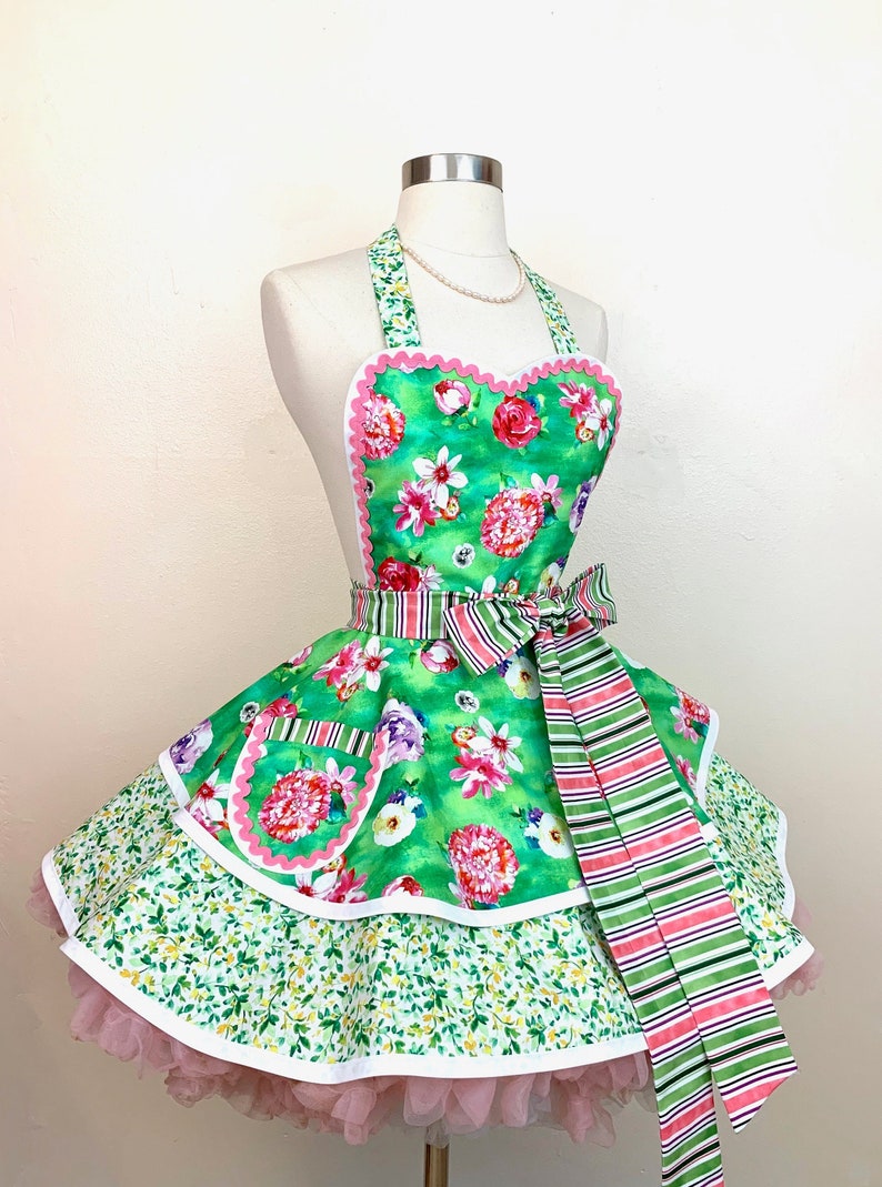 English Garden Party Apron Woman's Apron Retro Apron - Etsy