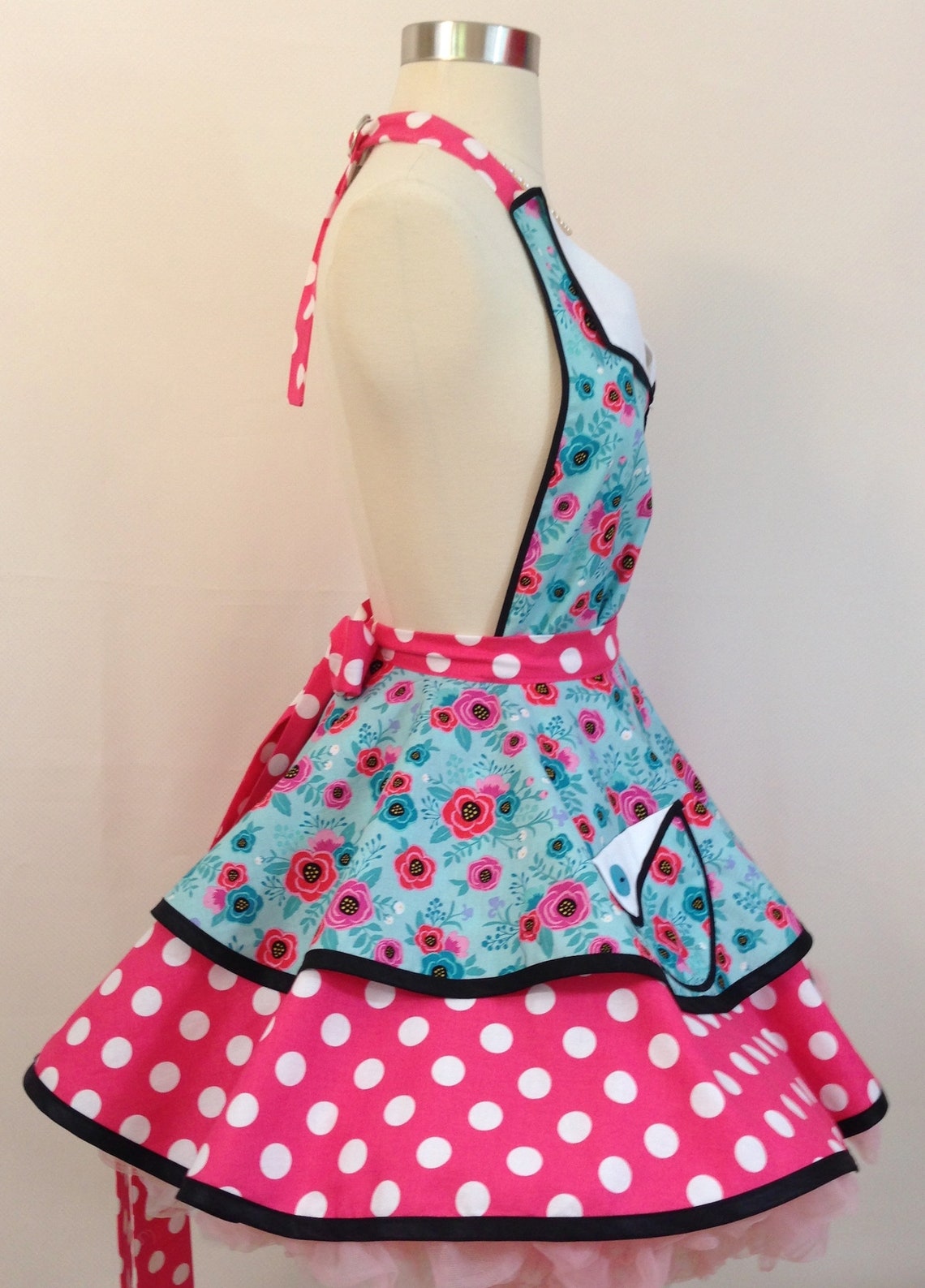 June Cleaver Poppies Apron Pin Up Apron Floral Retro Apron | Etsy