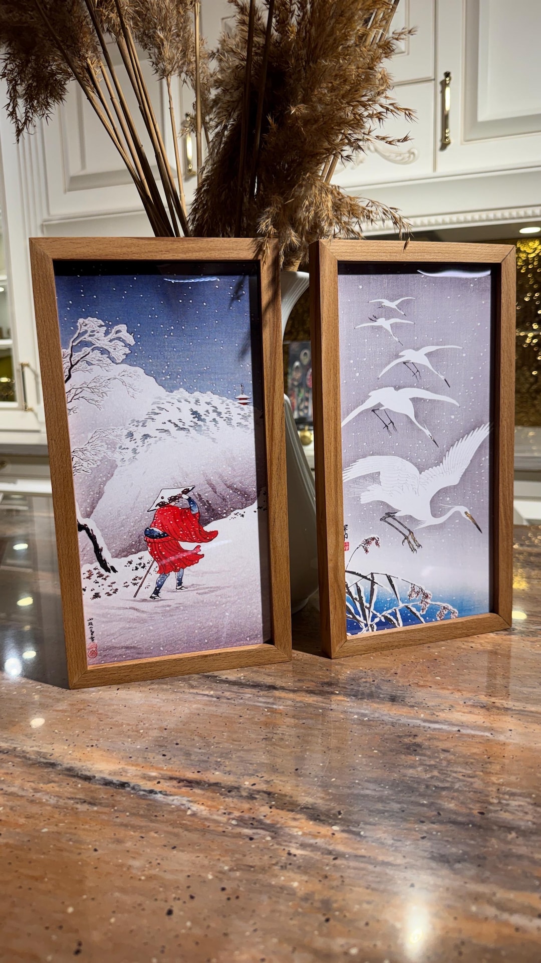 Set of 2 Beech Wood Frames | 15×30 Cm | Japanese Art Print Included ...