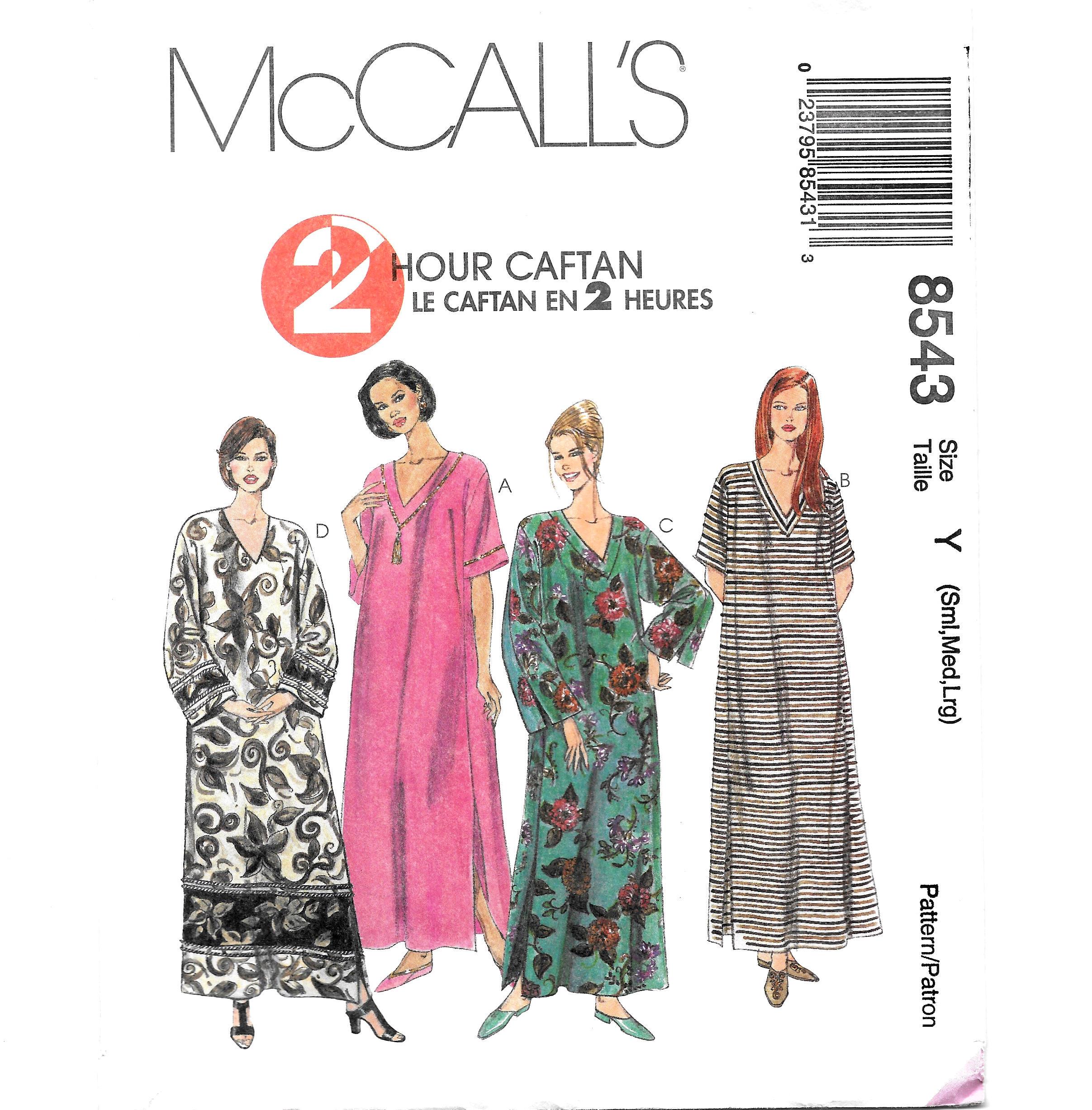 Caftan Pattern Loose Fitting Pull Over Long or Short Sleeve V Neck ...