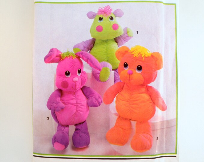 Stuffed Toy Like Puffalumps Pattern Bear Bunny Hippo 1990's Simplicity ...