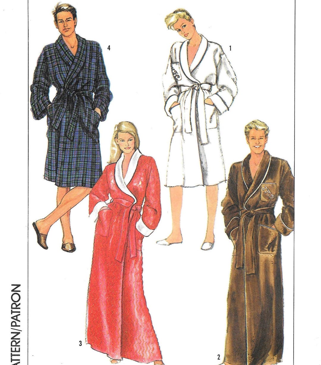 Front Wrap Robe Pattern Men's Women's Unisex Bathrobe Lounge Hot Tub ...