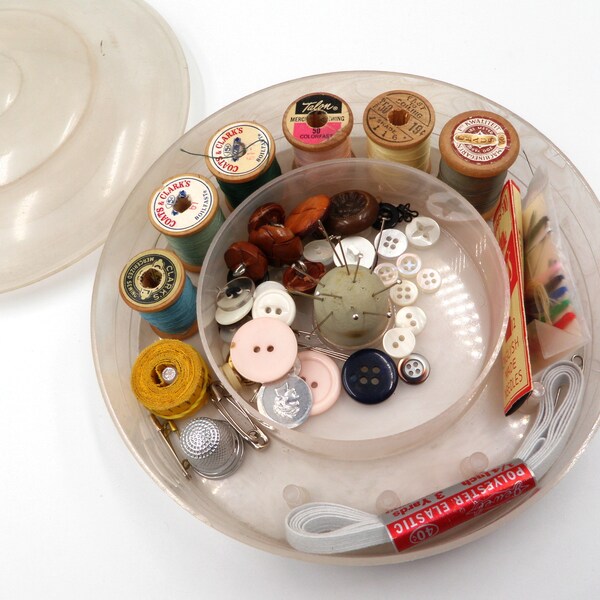 Vintage Round Sewing Box - Etsy