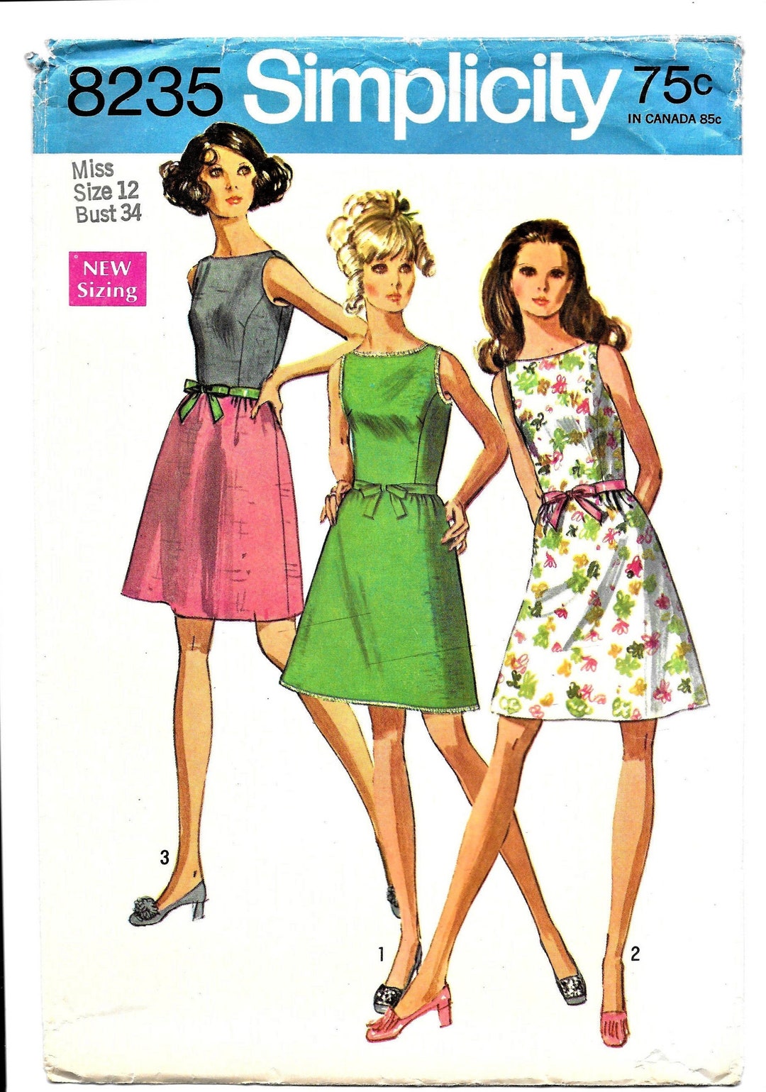 Sleeveless Dress Pattern Princess Seaming Rounded Neck Back Zip 1960s ...